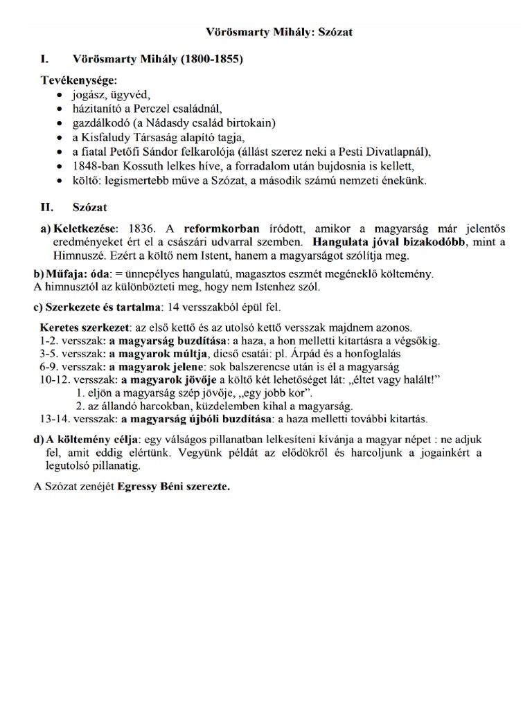 Vörösmarty Mihály-Szózat | PDF