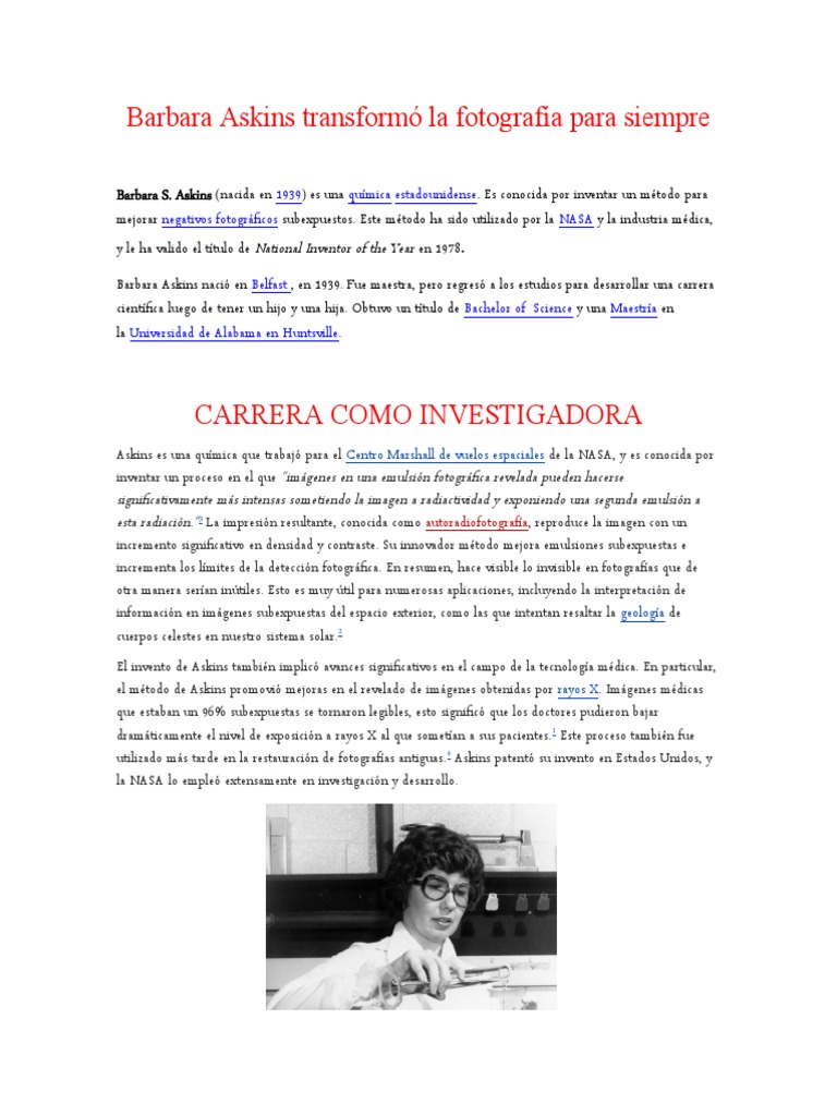 Barbara Askins Transformó La Fotografía para Siempre | PDF | Ciencia y matemática