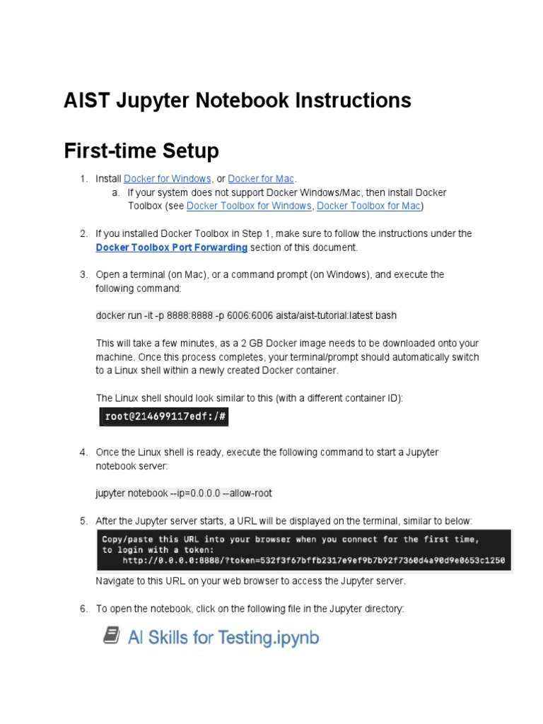AIST Jupyter Notebook Instructions | PDF | Virtual Machine | Microsoft Windows
