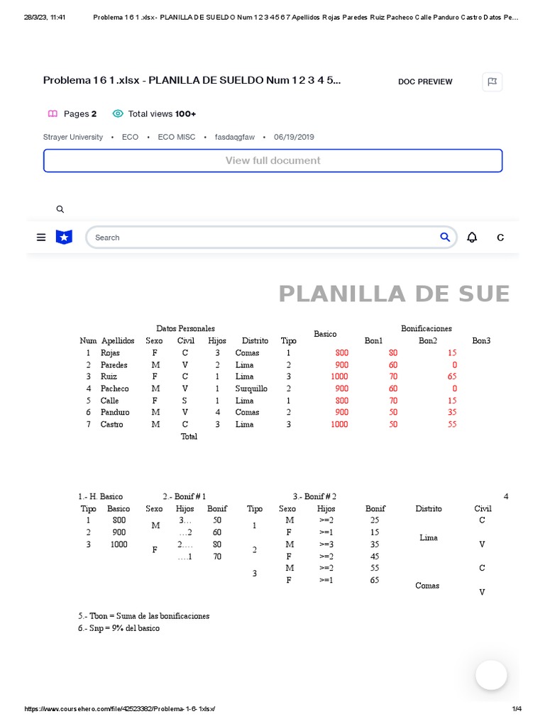 Planilla de Sue | PDF