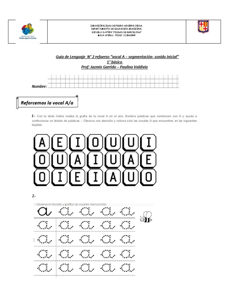 Guía de Lenguaje Vocal A | PDF