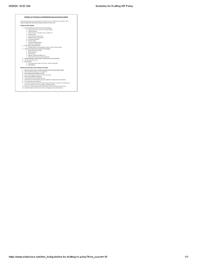 Guideline For Drafting HR Policy | PDF | Career & Growth