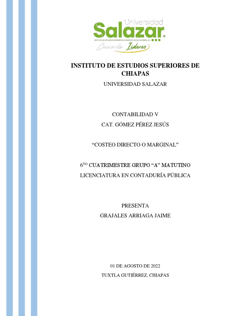 Instituto de Estudios Superiores de Chiapas: Universidad Salazar | PDF | Presupuesto | Costo