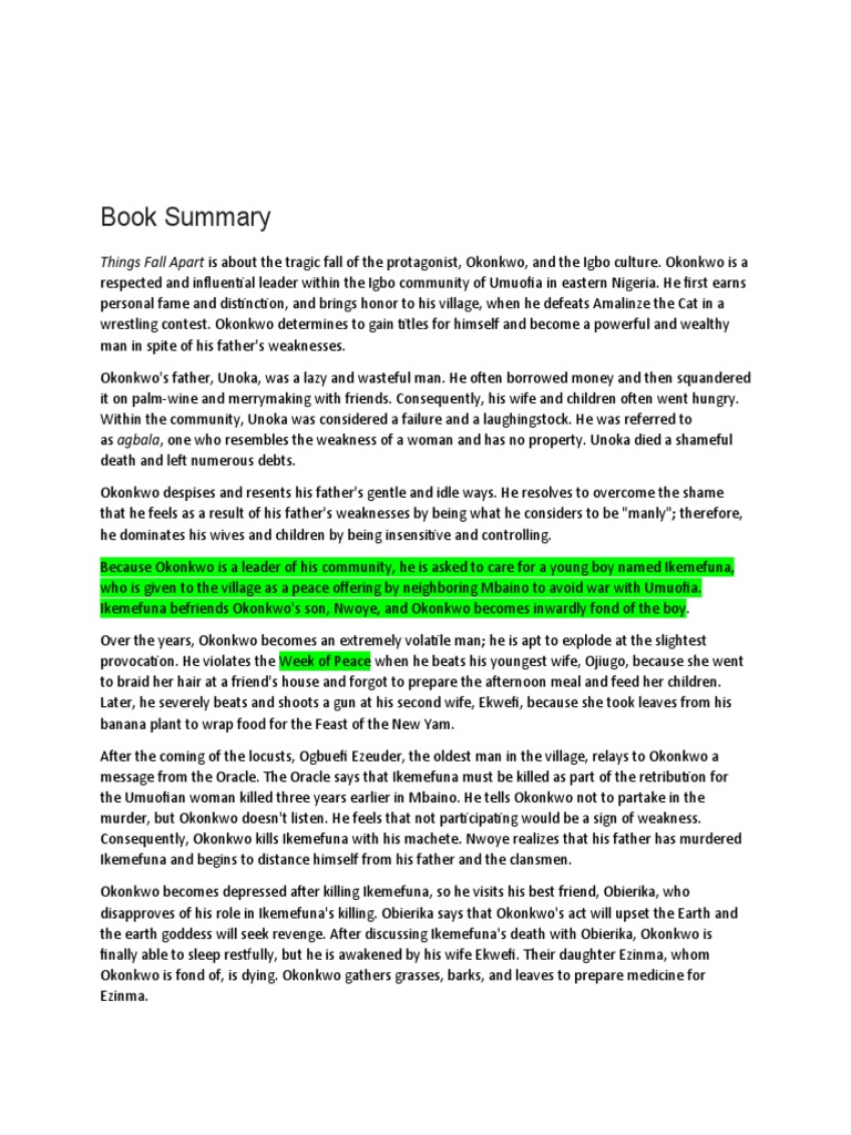 Book Summary&NOTES Things Fall Apart | PDF