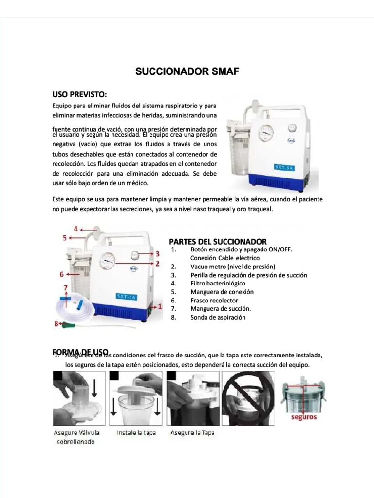 PDF Guia de Uso Succionador Smaf SXT 5a - Compress | PDF | Aspiradora | Tos