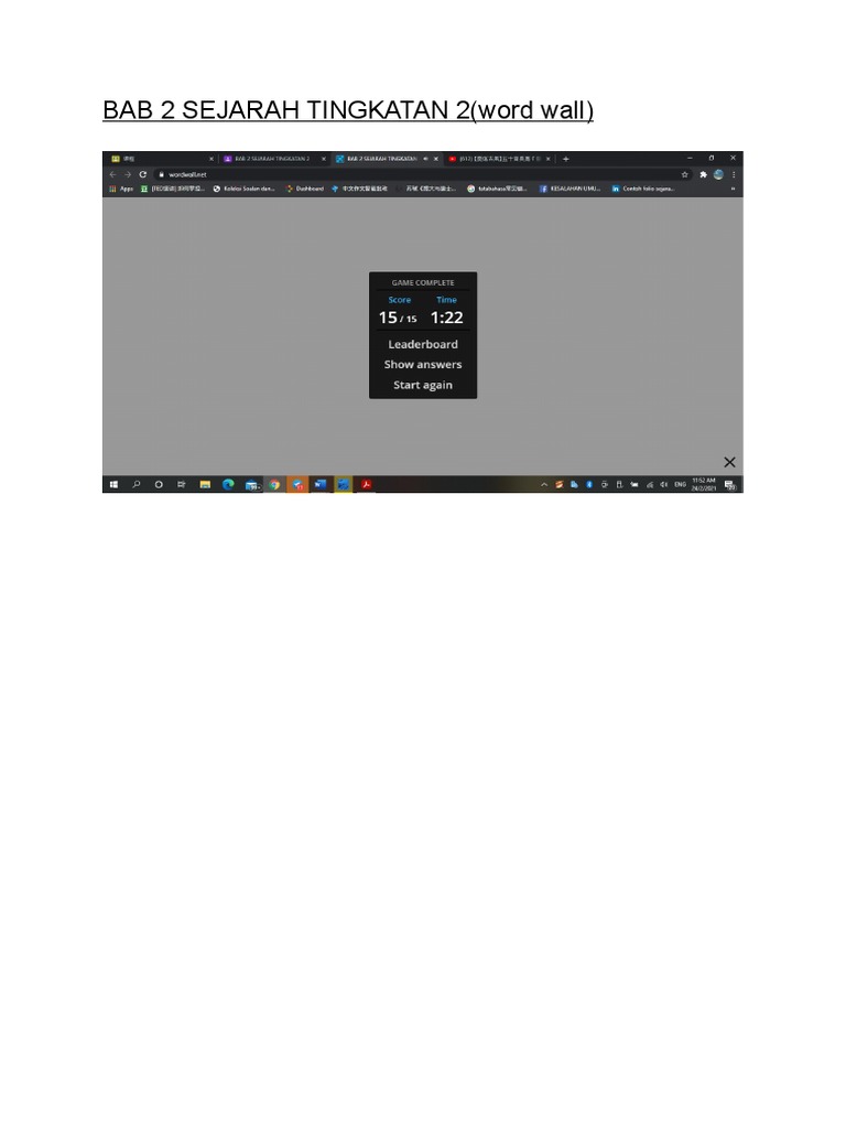 BAB 2 SEJARAH TINGKATAN 2 Wordwall | PDF
