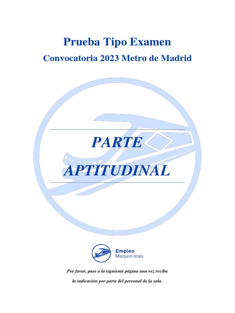 Examen Metro Madrid 2023 Simulacro Parte Aptitudinal | PDF