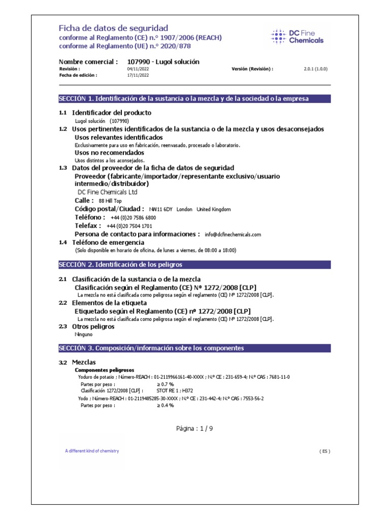 Solucion de Lugol | PDF | Toxicidad | Residuos