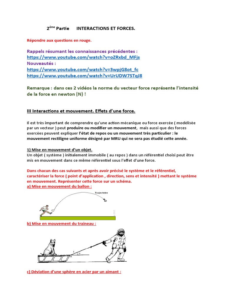 Interactions Et Forces 2ème Partie | PDF | Obliger | Poids