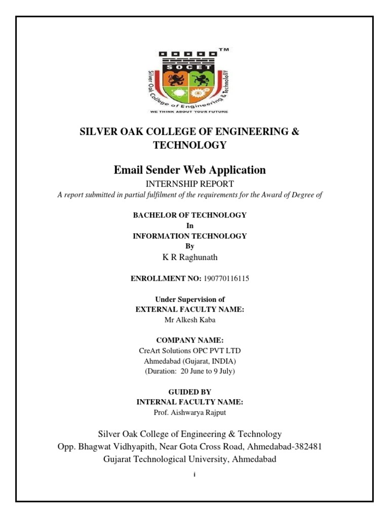 Email Sender Web Application: Silver Oak College of Engineering & Technology | PDF | Html | Html ...
