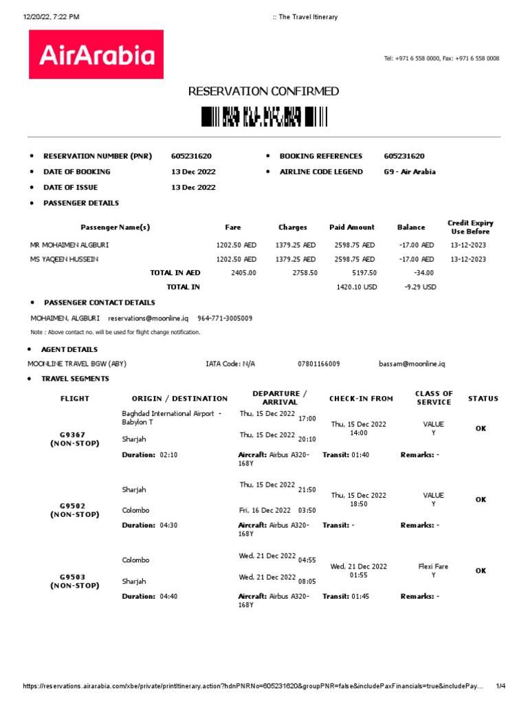 Reservation Confirmed: Tel: +971 6 558 0000, Fax: +971 6 558 0008 ...
