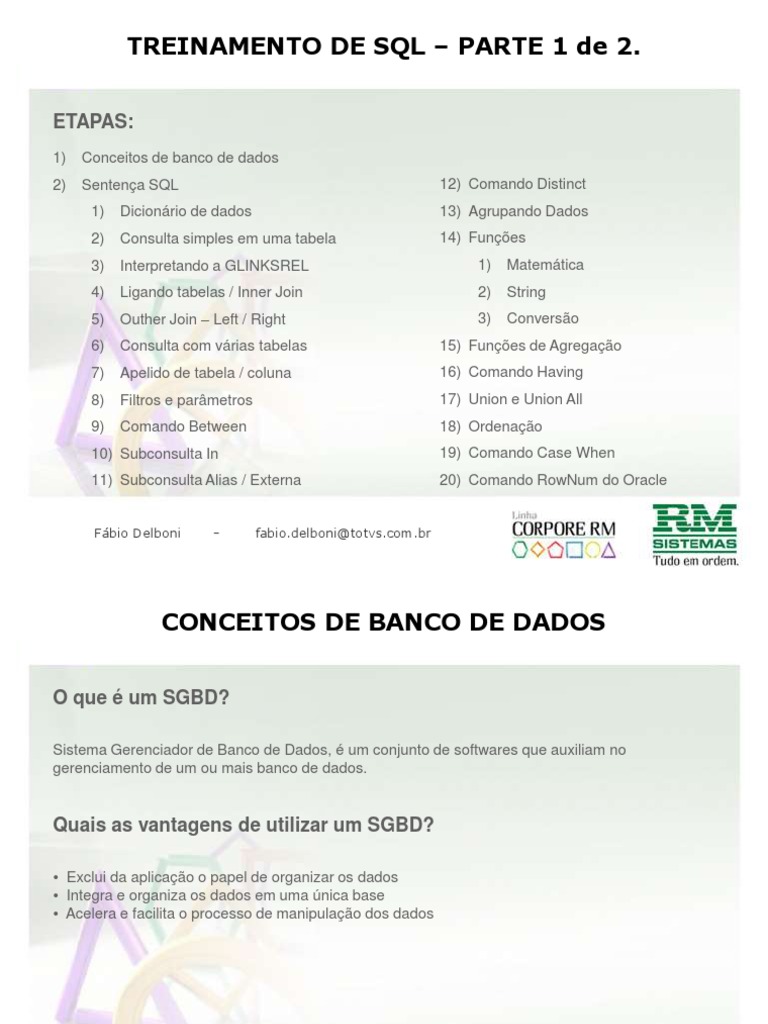 Treinamento SQL: Conceitos e Consultas | PDF | SQL | Tabela (banco de dados)