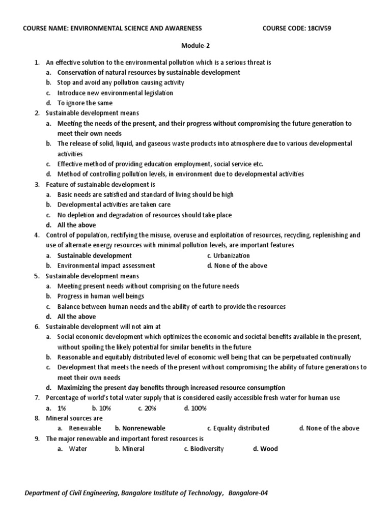 Module-2 - 18CIV59 - Question Bank | PDF | Fuels | Energy Development