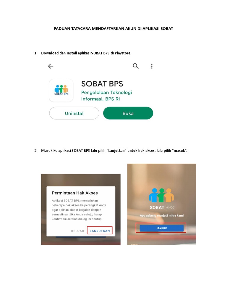 PANDUAN TATACARA MENDAFTARKAN AKUN DI APLIKASI SOBAT-ST2023 (Bagi Yang Belum Punya Akun Sobat ...