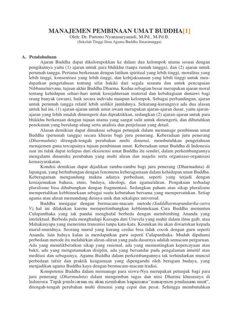 Manajemen Pembinaan Umat Buddha | PDF