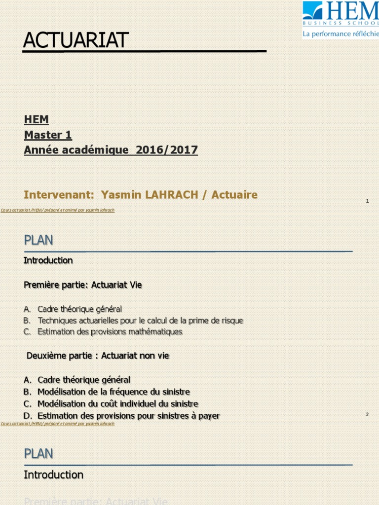 Introduction à l'Actuariat et Risques | PDF | Actuaire | Assurance