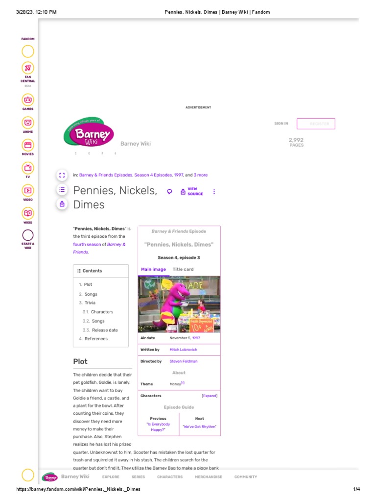 Pennies, Nickels, Dimes _ Barney Wiki _ Fandom | PDF | Nickel (United ...