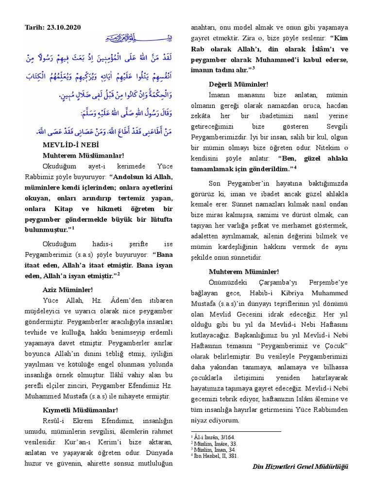 Mevlid-I Nebi | PDF