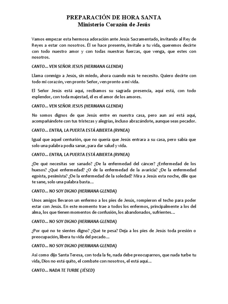 Hora Santa | PDF | María, madre de Jesús