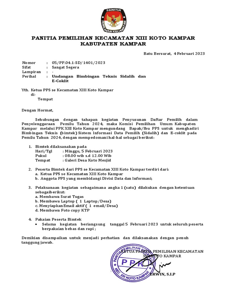 5 Undangan Bimtek PPS Fix | PDF