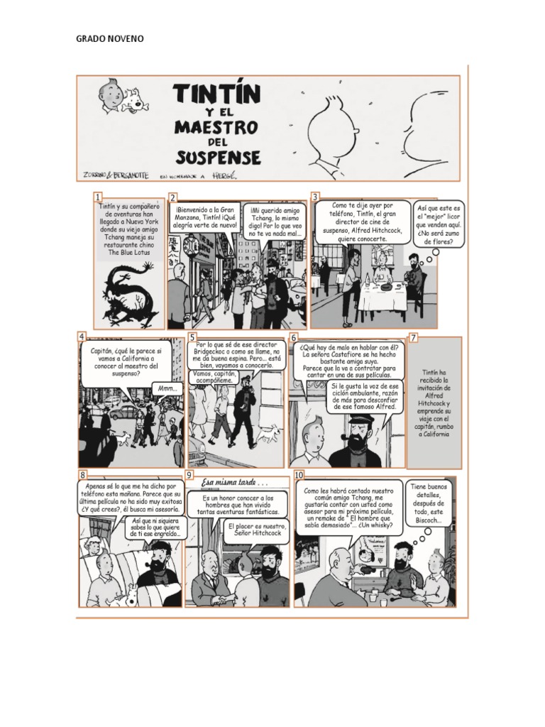 Comprensión lectora de una historieta de Tintín | PDF