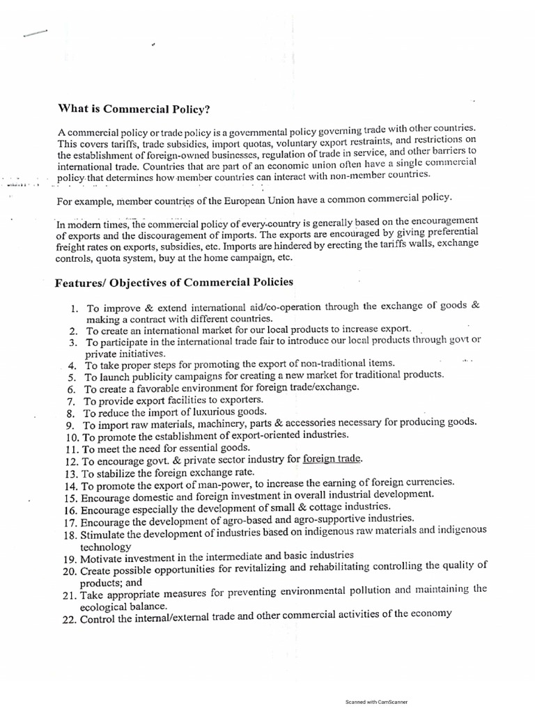Commercial Policy | PDF