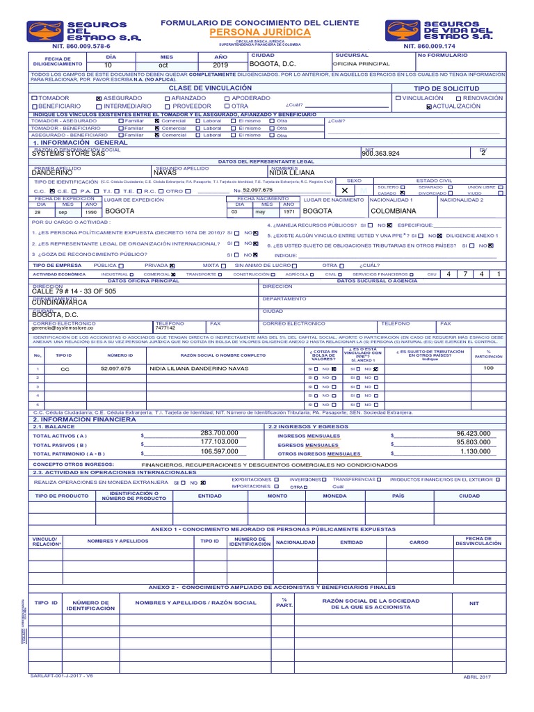 Sarlaft Persona Juridica 2017 Seguro Carro | PDF | Seguro | Sociedad