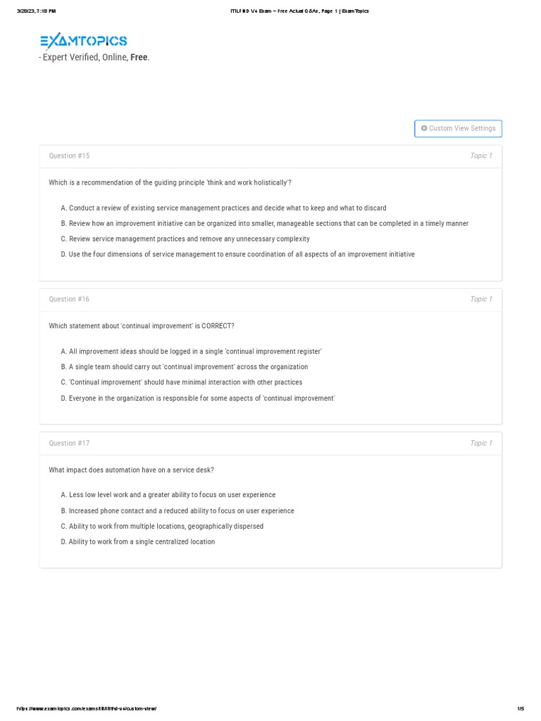 ITIL exam prep questions | PDF | Feedback | Utility