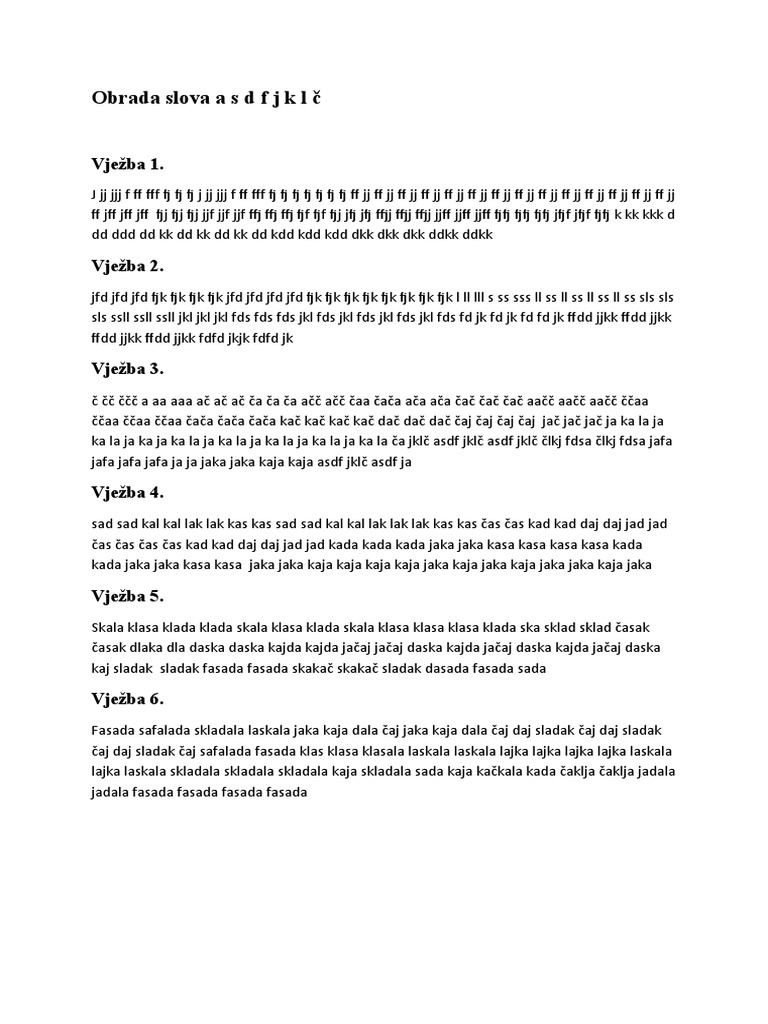 Obrada Slova A S D F J K L Č - Antonela Radan | PDF