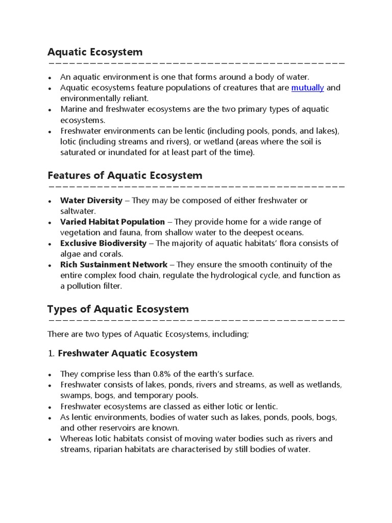 Aquatic Ecosystem | PDF | Aquatic Ecosystem | Coral Reef