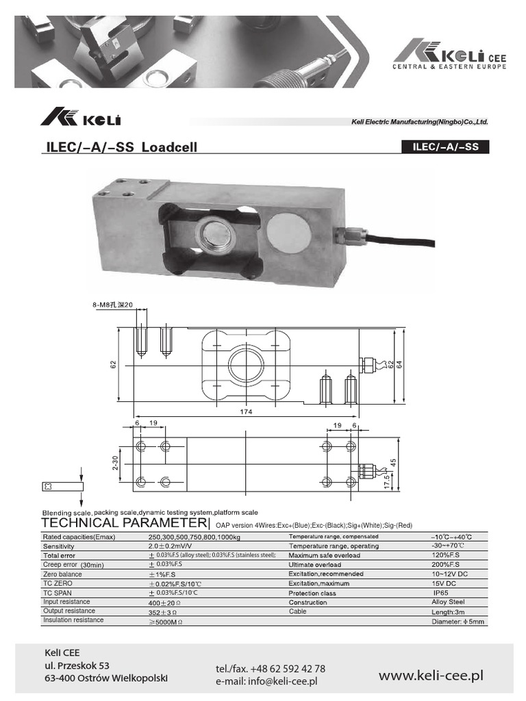 FT-KELI-ILEC. Ficha Tecnica de Celda de Carga KELI SENSOR Mod. ILEC Series | PDF