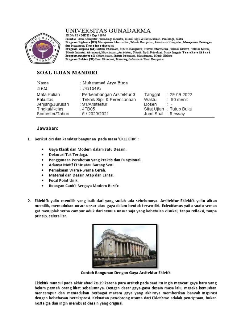 Perkembangan Arsitektur 3_Muhammad Arya Bima_24318495 | PDF