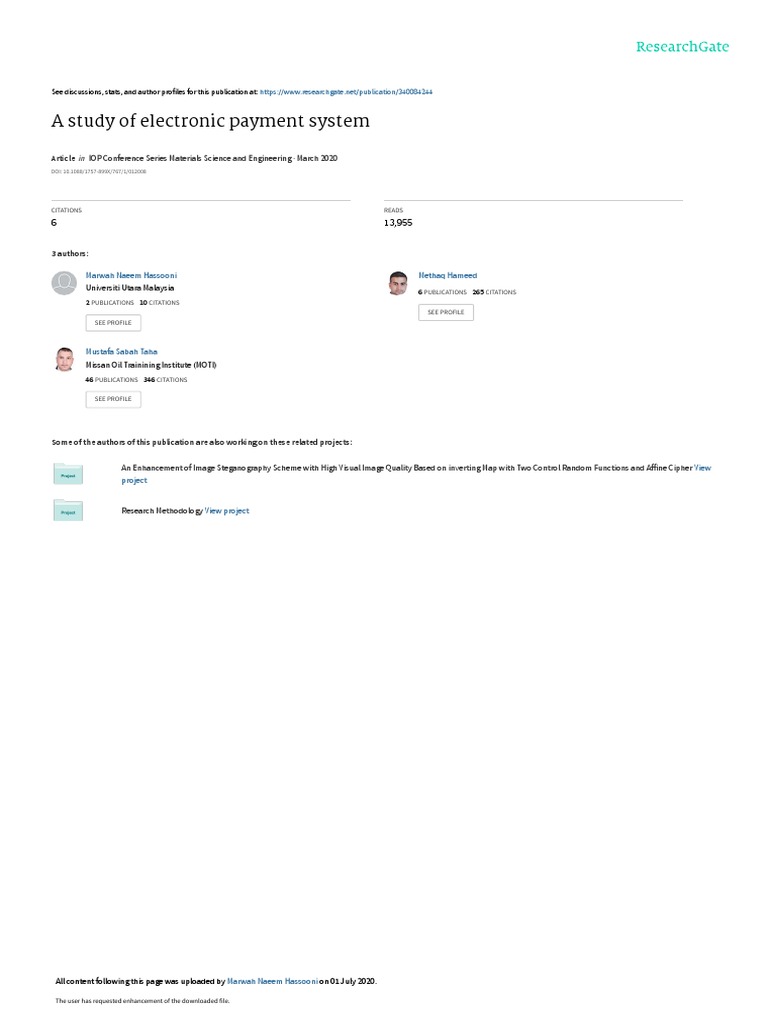 A Study of Electronic Payment System: IOP Conference Series Materials Science and Engineering ...
