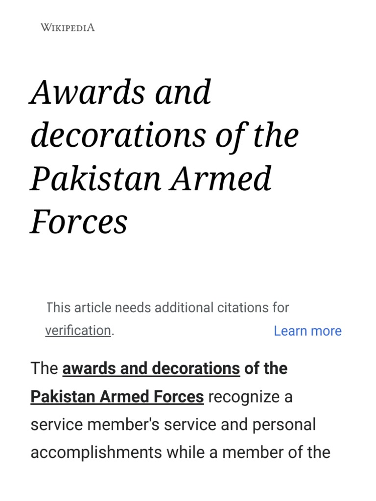 Awards and Decorations of The Pakistan Armed Forces | PDF | Pakistan ...
