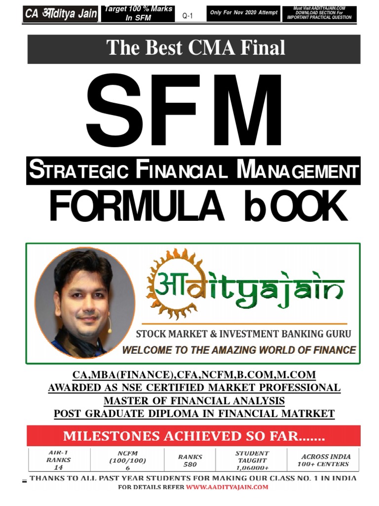 Formula Book: The Best CMA Final | PDF | Bond Duration | Bonds (Finance)