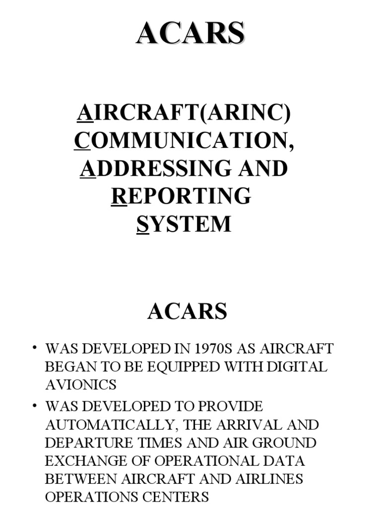 ACARS | PDF | Aviation | Telecommunications