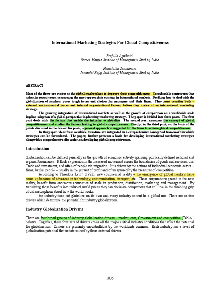 International Marketing Strategies For Global Competitiveness ...