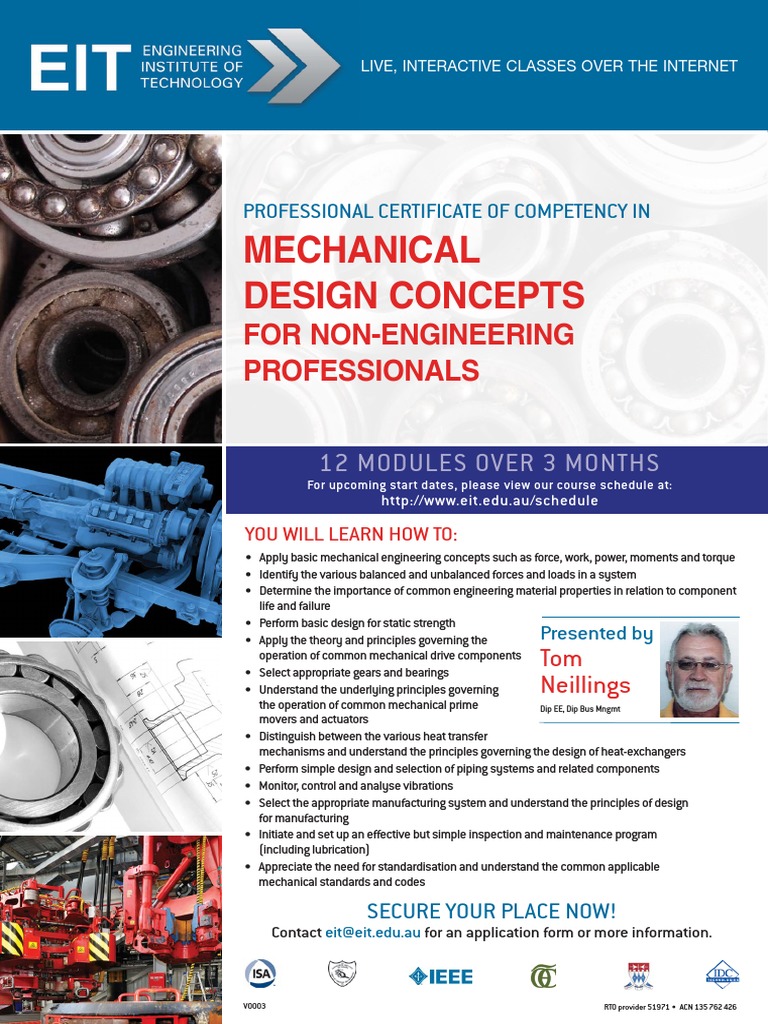 EIT Course Mechanical Design Concepts For Non Engineers CMW Brochure | PDF | Heat | Engines