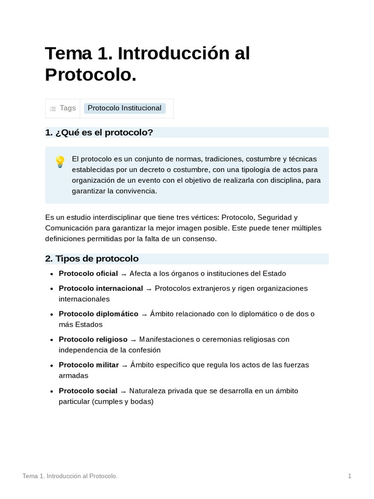 Tema 1. Introducción Al Protocolo.: 1. ¿Qué Es El Protocolo? | PDF | Monarquía | Edades medias