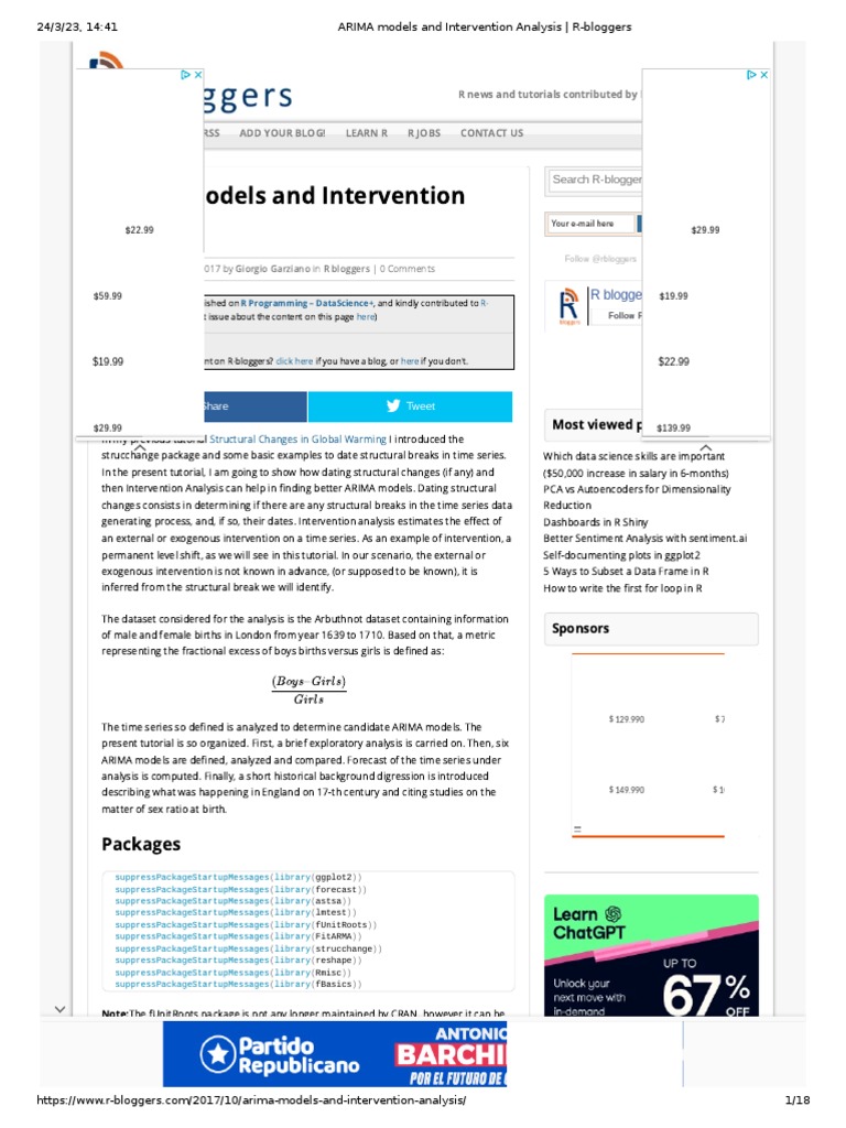 ARIMA Models and Intervention Analysis - R-Bloggers | PDF | Autoregressive Integrated Moving ...
