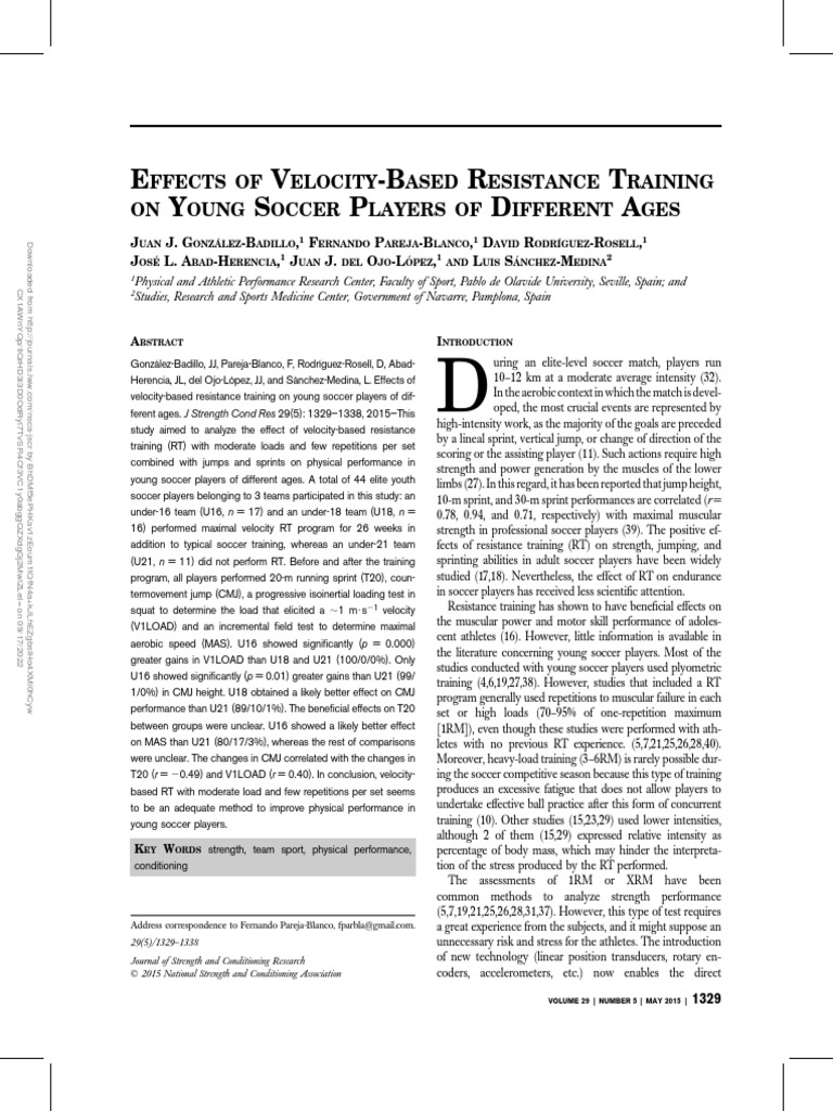 2015 - Gonzales-Badillo Effects - of - Velocity - Based - Resistance - Training | PDF | Strength ...