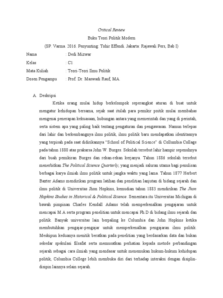 Critical Review TTP Buku Varma | PDF