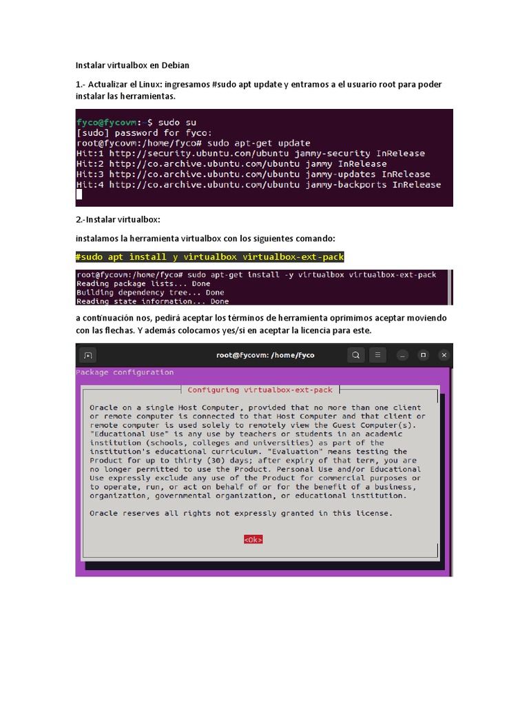 #Sudo Apt Install y Virtualbox Virtualbox-Ext-Pack | PDF | Software del sistema | Arquitectura ...