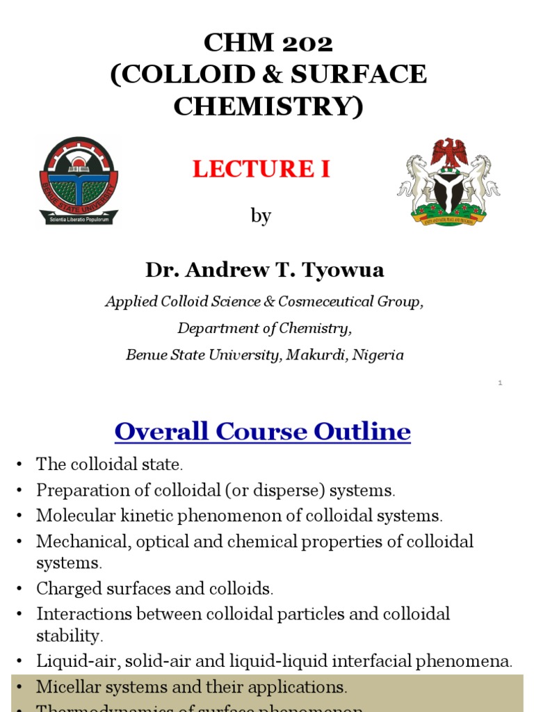 My Publications - CHM 202-COLLOID & SURFACE CHEMISTRY-I | PDF | Colloid | Liquids