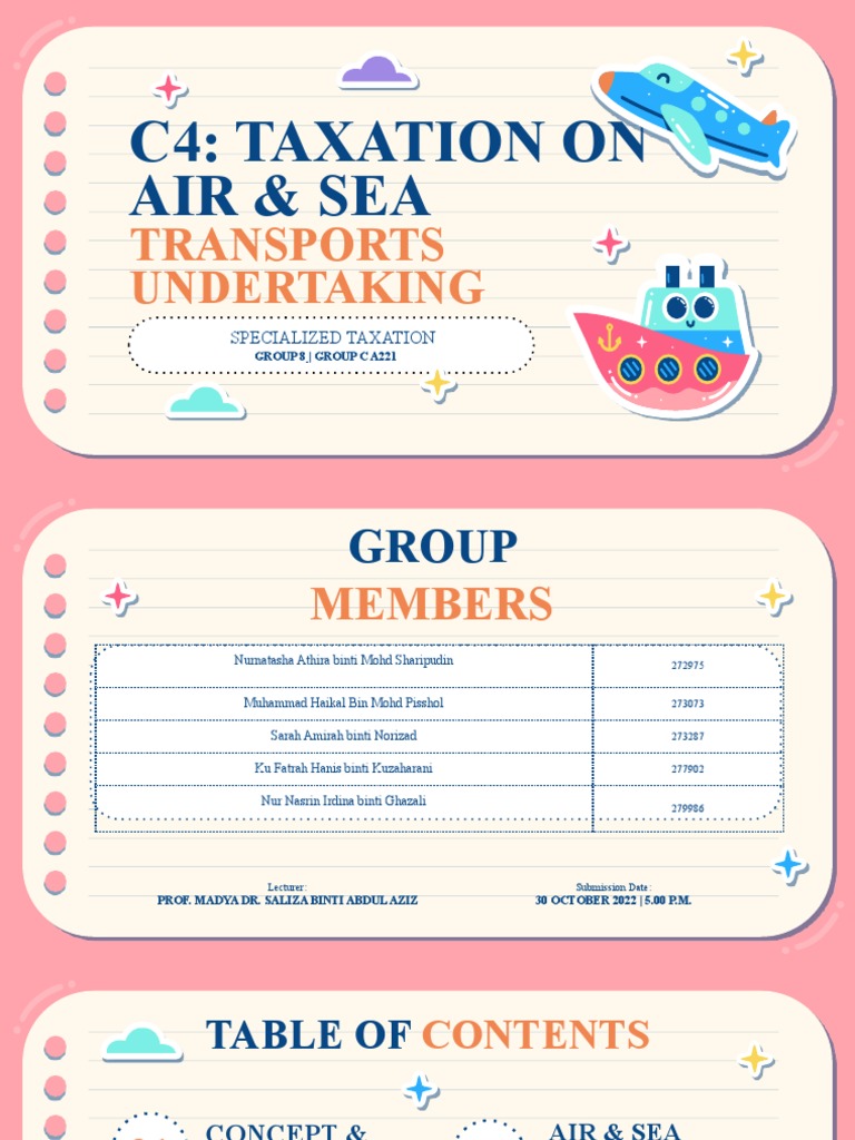 C4: Taxation On Air & Sea: Transports Undertaking | PDF | Ships | Taxes