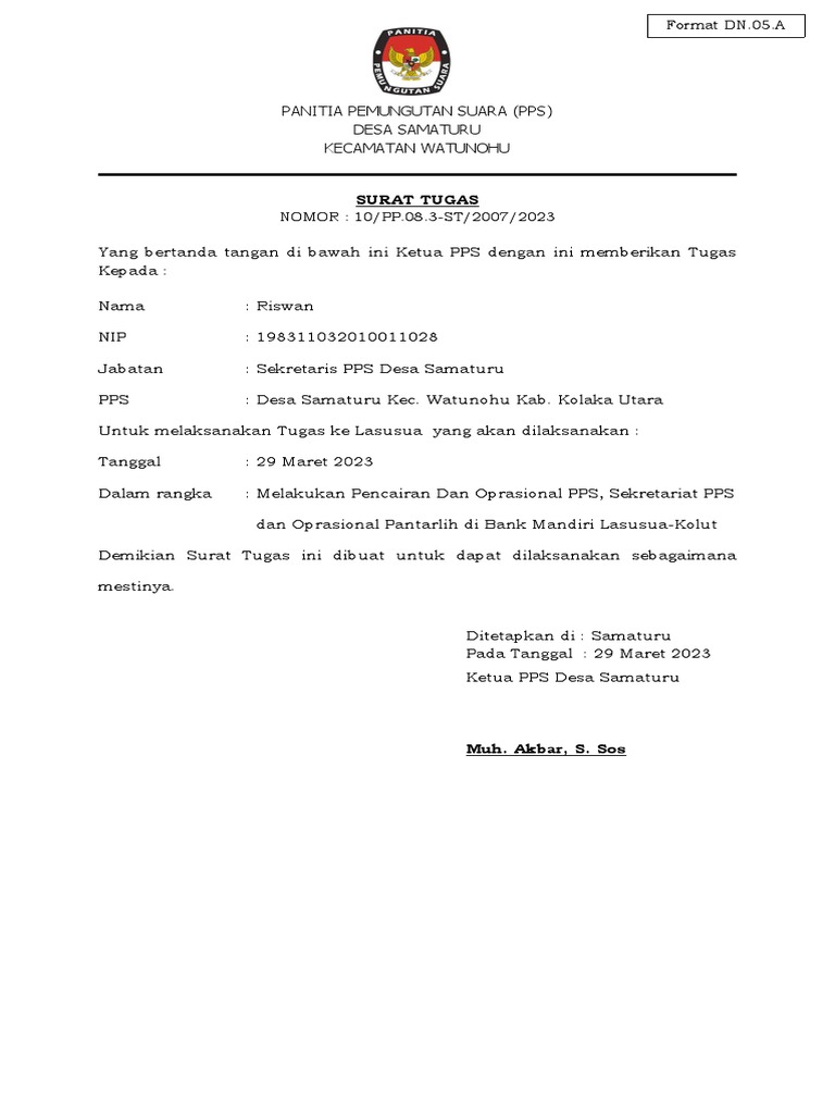 Surat Tugas PPS | PDF