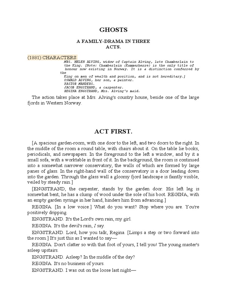 GHOSTS Henrik Ibsen | PDF