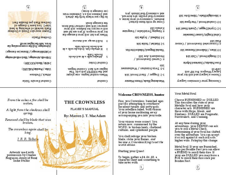 The Crownless Player Manual | PDF | Sword | Tools
