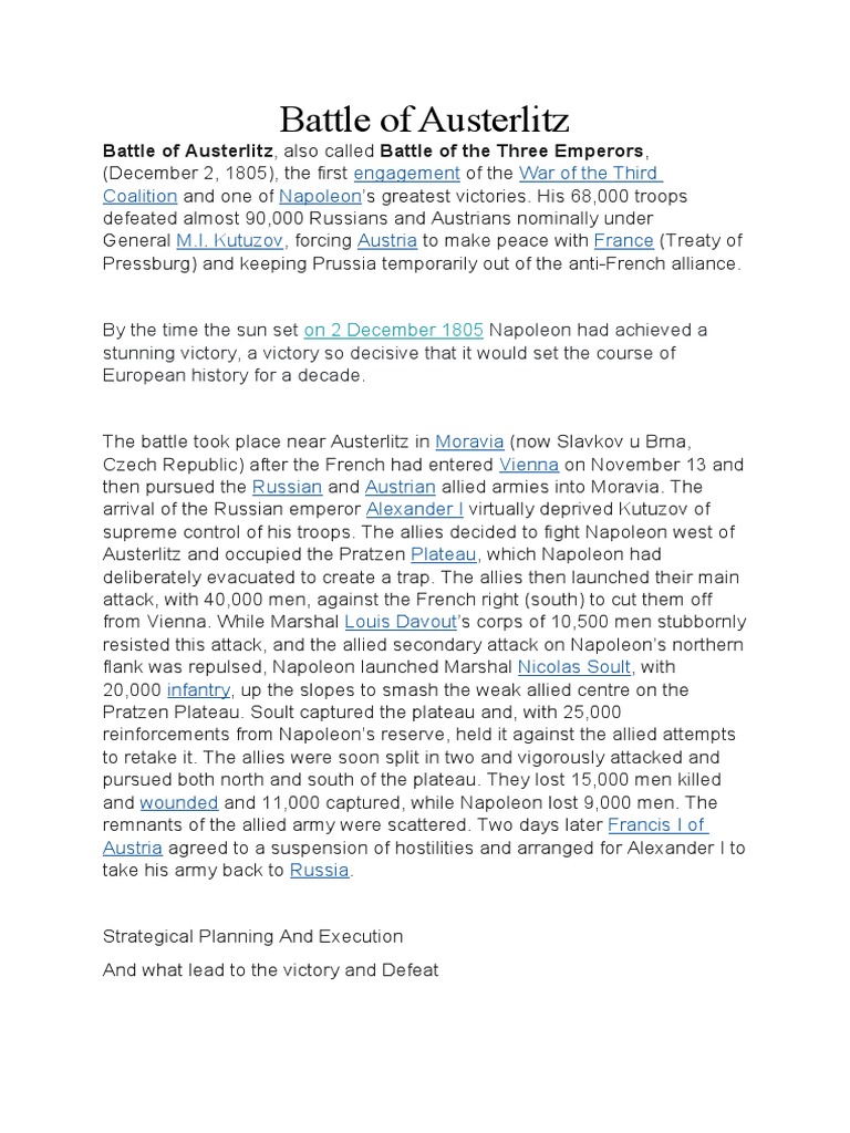 Battle of Austerlitz | PDF | Military Of France | Military