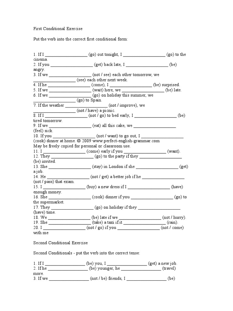 Conditional Exercises | PDF